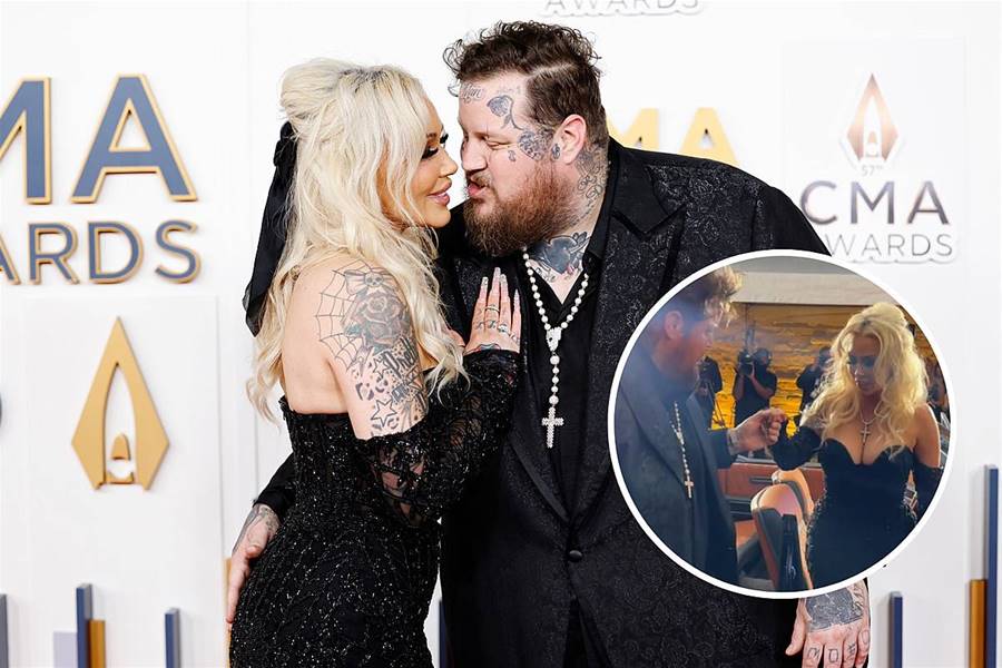 WATCH: 'Outlaws' Jelly Roll + His Wife Bunnie Arrived at the CMA Awards ...
